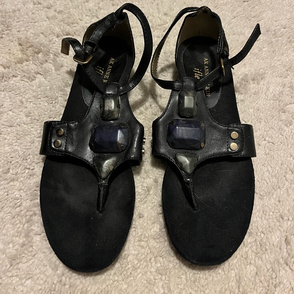 Anne Klein | Shoes | Ak Anne Klein Iflex 65 Sandal Wedge Black Jewel ...